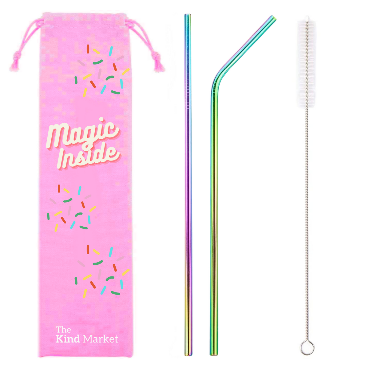 Reusable Stainless Steel Straw Set, Magic – The Kind Market